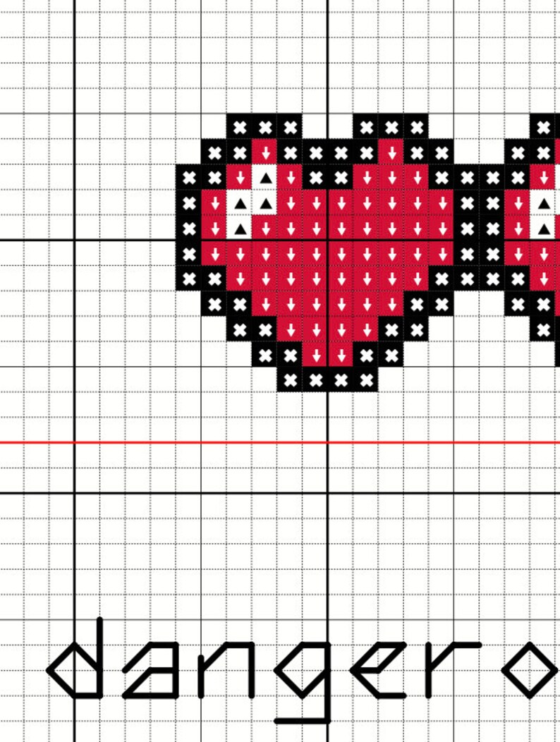 The Legend of Zelda It's Dangerous to Go Alone Life Hearts Cross Stitch ...