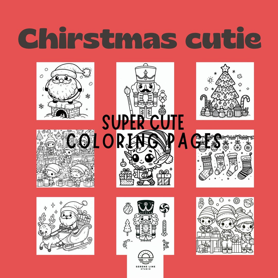 9 Páginas Para Colorear Christmas Cutie: Libro Para Colorear Para Niños ...