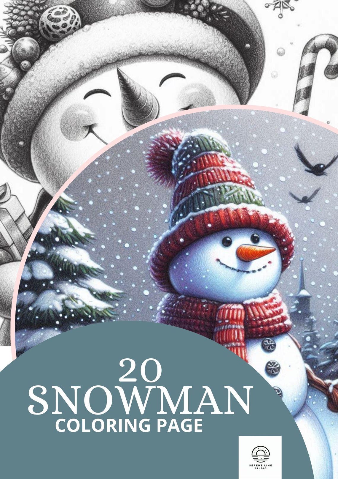20 Páginas Para Colorear SNOWMAN: Libro Para Colorear Para Adultos Y ...