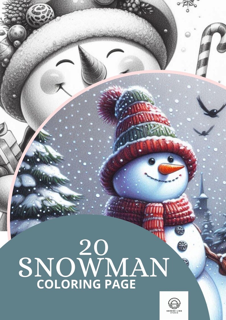 20 Páginas Para Colorear SNOWMAN: Libro Para Colorear Para Adultos Y ...