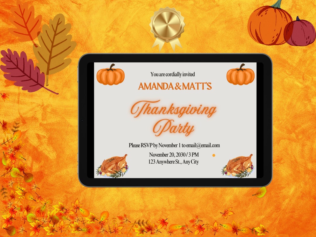 Editable Thanksgiving Party Invitation, Thanksgiving Invitation ...
