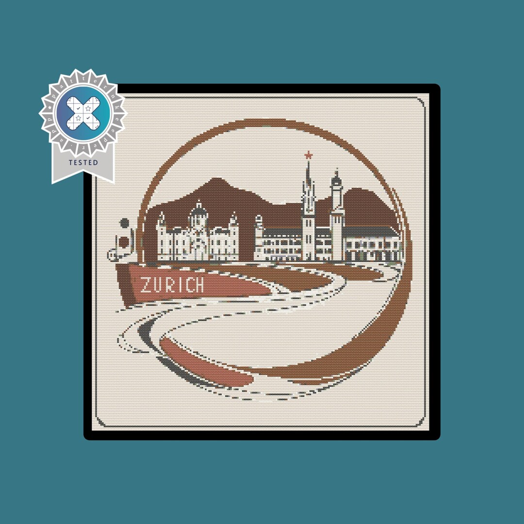 Zurich Switzerland Art Nouveau Cross Stitch Pattern. Downloadable ...