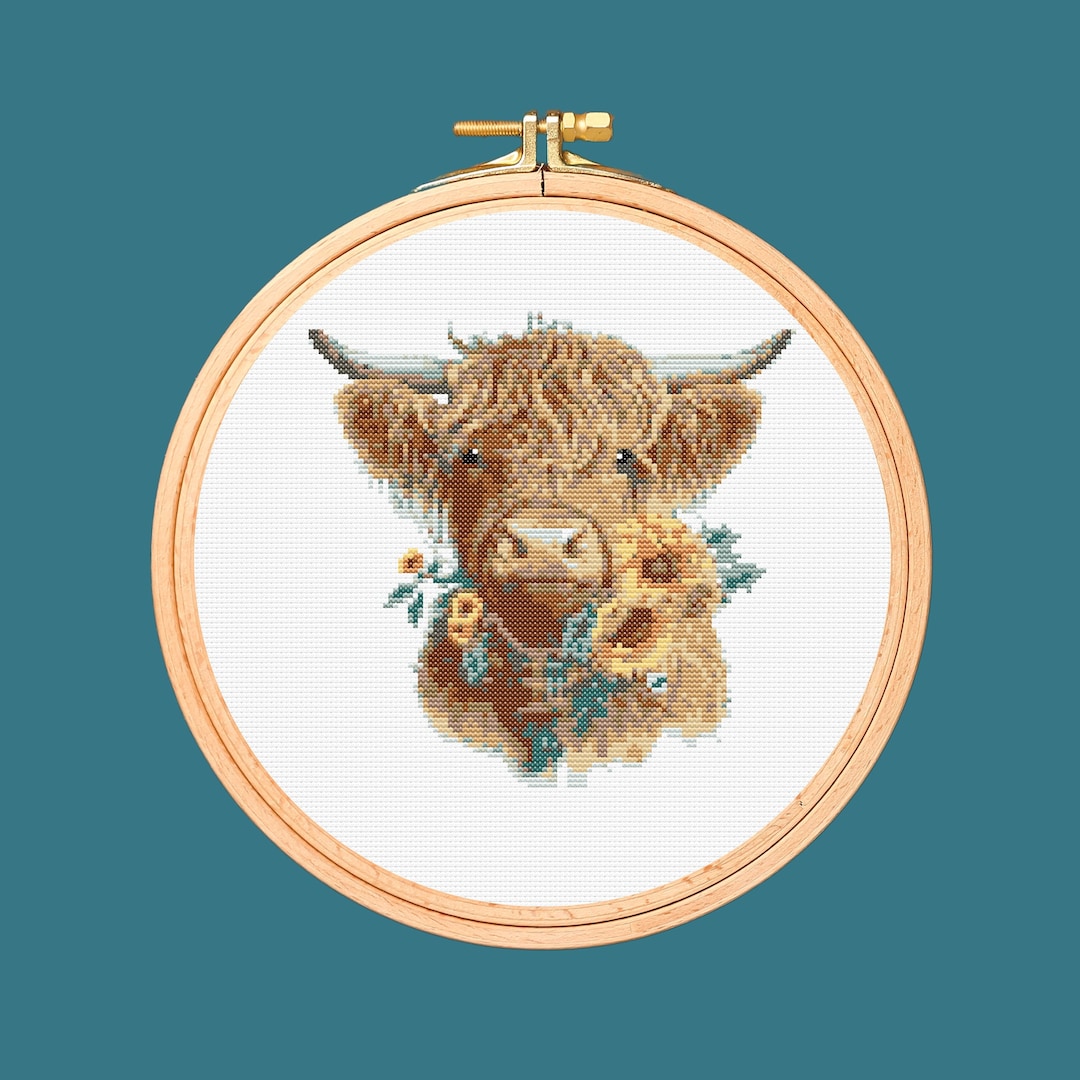 Highland Cow Cross Stitch Pattern Cute Design Scotland Cow Pattern ...