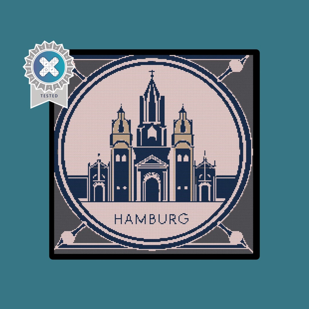 Hamburg Germany Art Nouveau Cross Stitch Pattern. Downloadable Digital ...