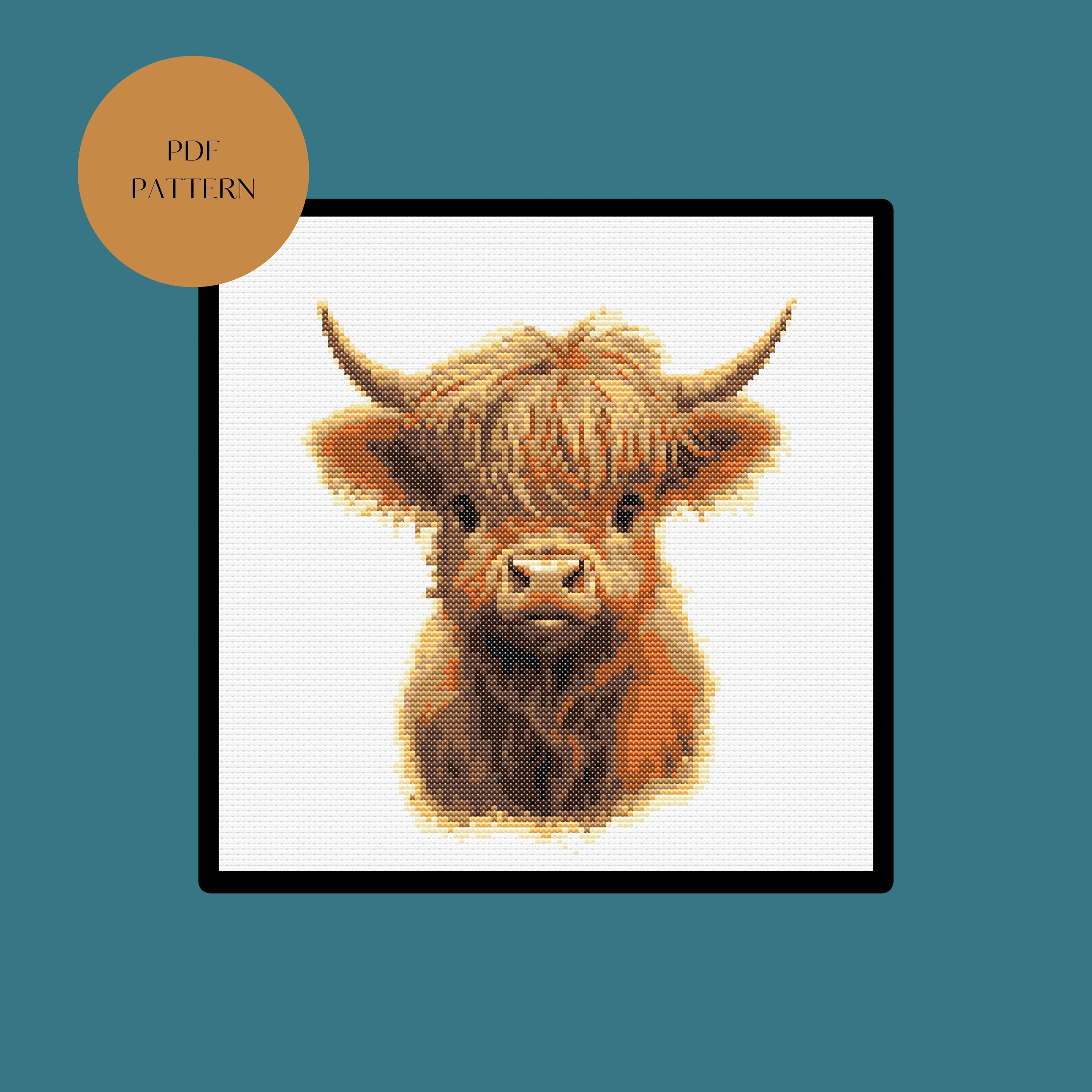 Highland Cow Cross Stitch Pattern Cute Design Scotland Cow Pattern ...