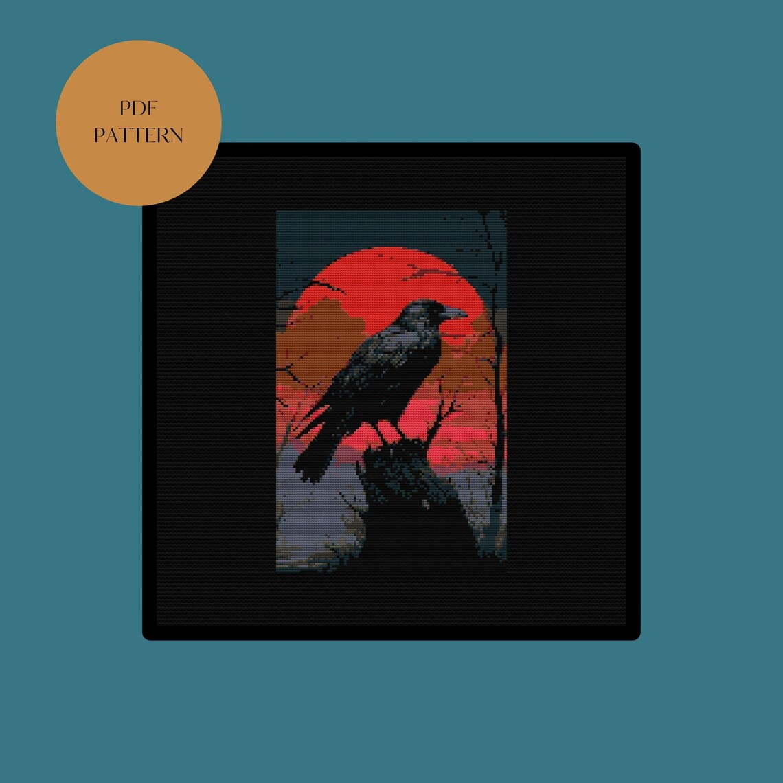 Raven Cross Stitch Pattern. Downloadable Digital PDF Design. - Etsy