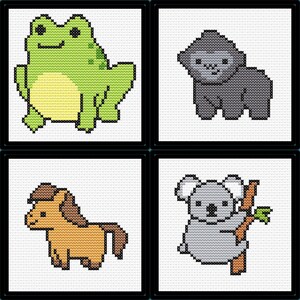 36 Diffrerent Easy Cute Animals Cross Stitch Pattern. Downloadable ...