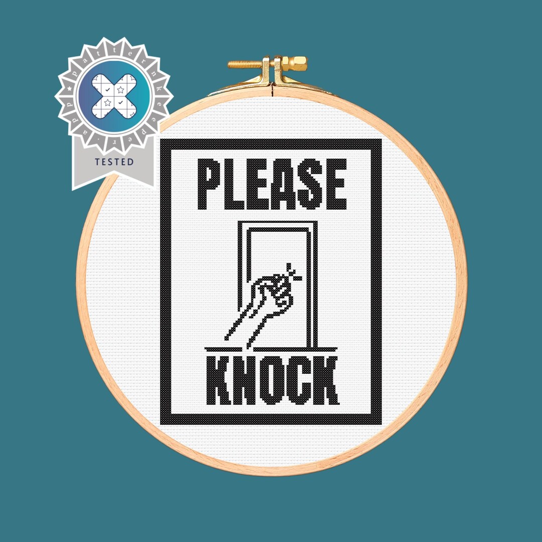 Please Knock Cross Stitch Pattern. Downloadable Digital PDF Design. - Etsy