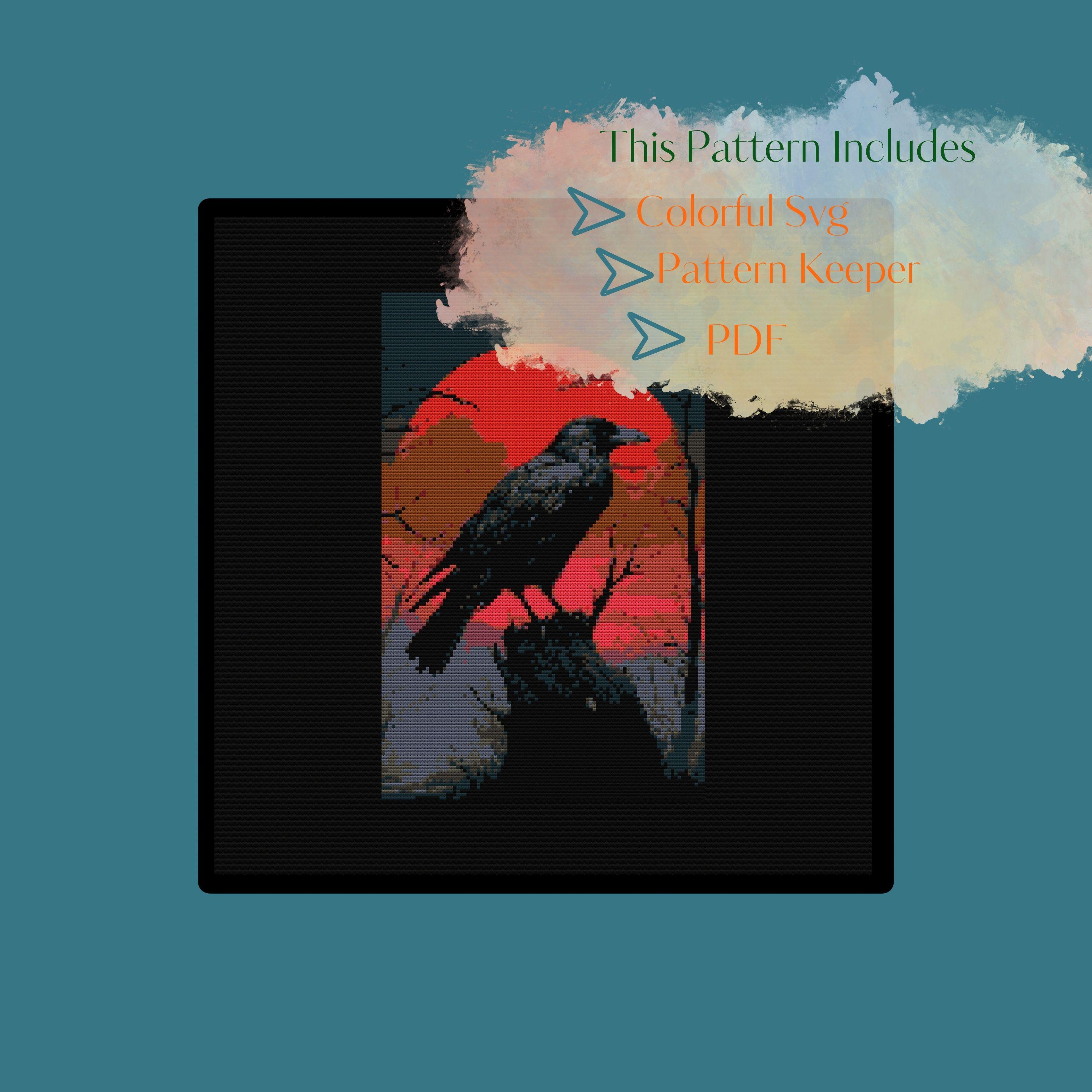 Raven Cross Stitch Pattern. Downloadable Digital PDF Design. - Etsy