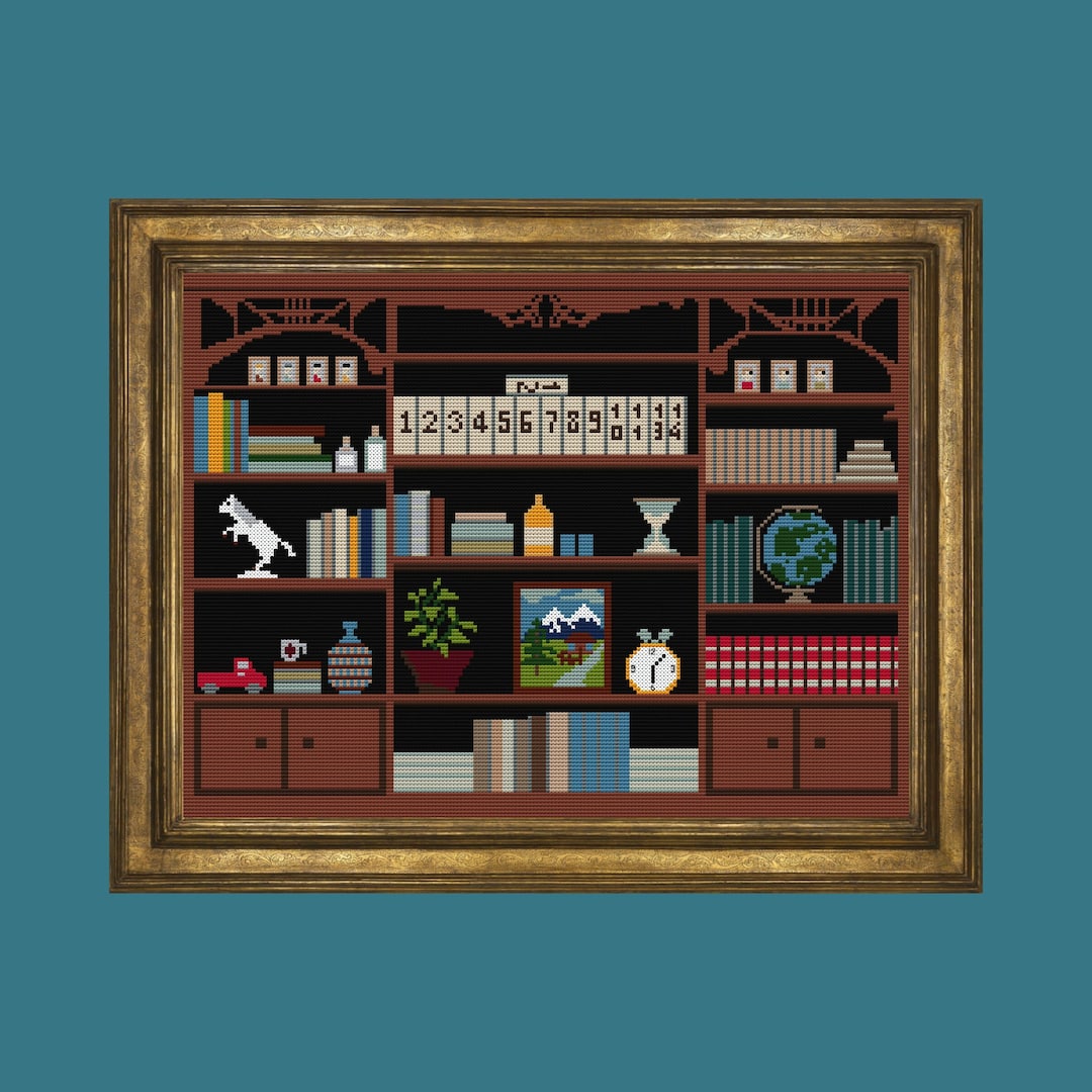 Bookcase Cross Stitch Pattern. Downloadable Digital PDF Design. - Etsy