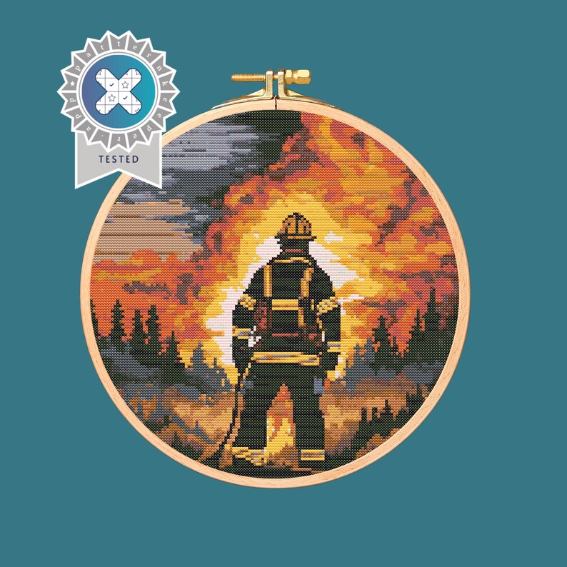 Fireman. Firefighter 4 Different Cross Stitch Pattern. Downloadable ...