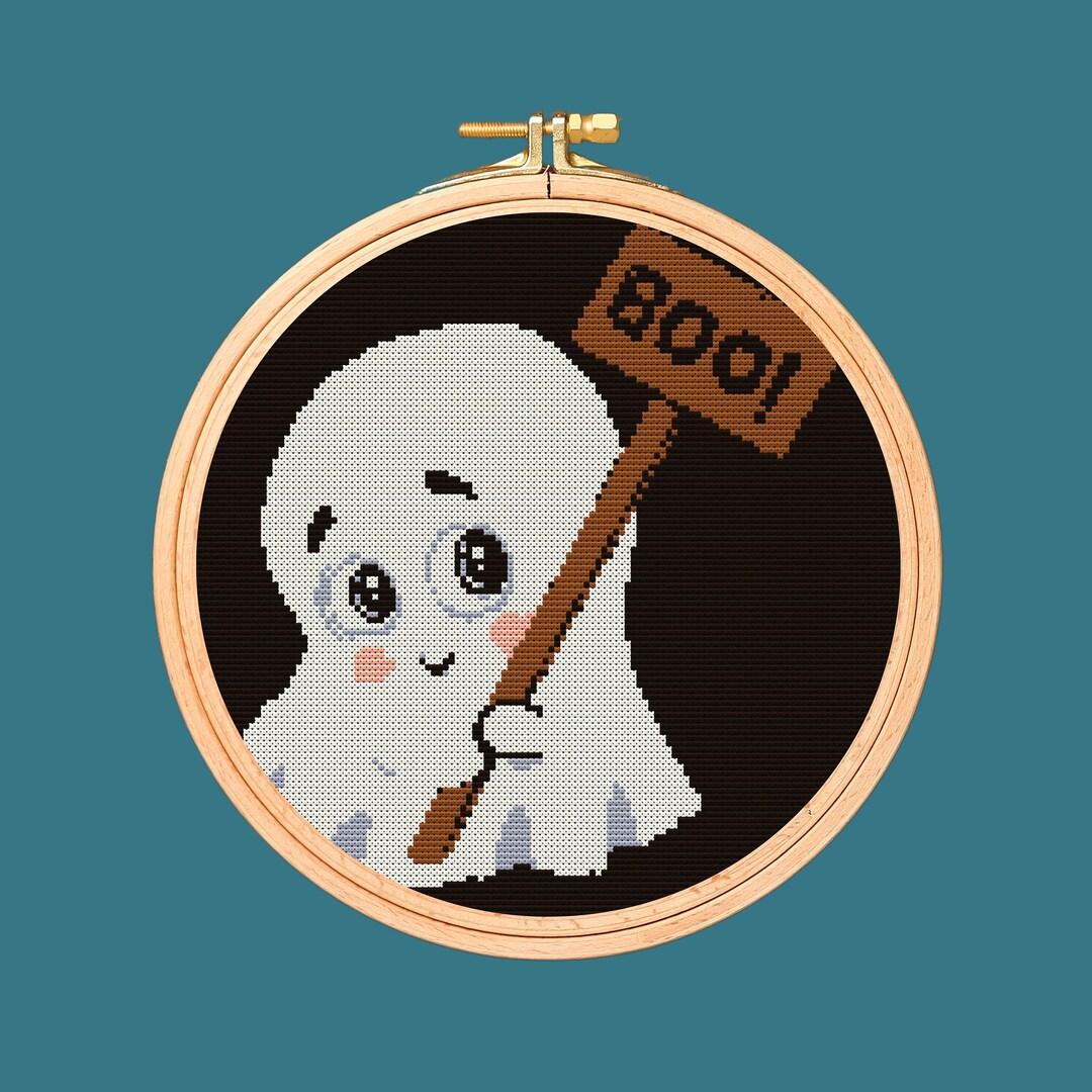 Halloween Ghost BOO Cross Stitch Pattern. Cartoon Downloadable Digital ...