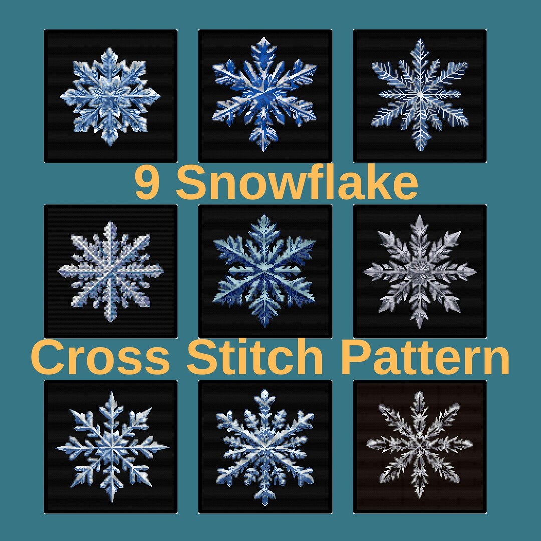 9 Different Snowflake Cross Stitch Pattern. Downloadable Digital PDF ...