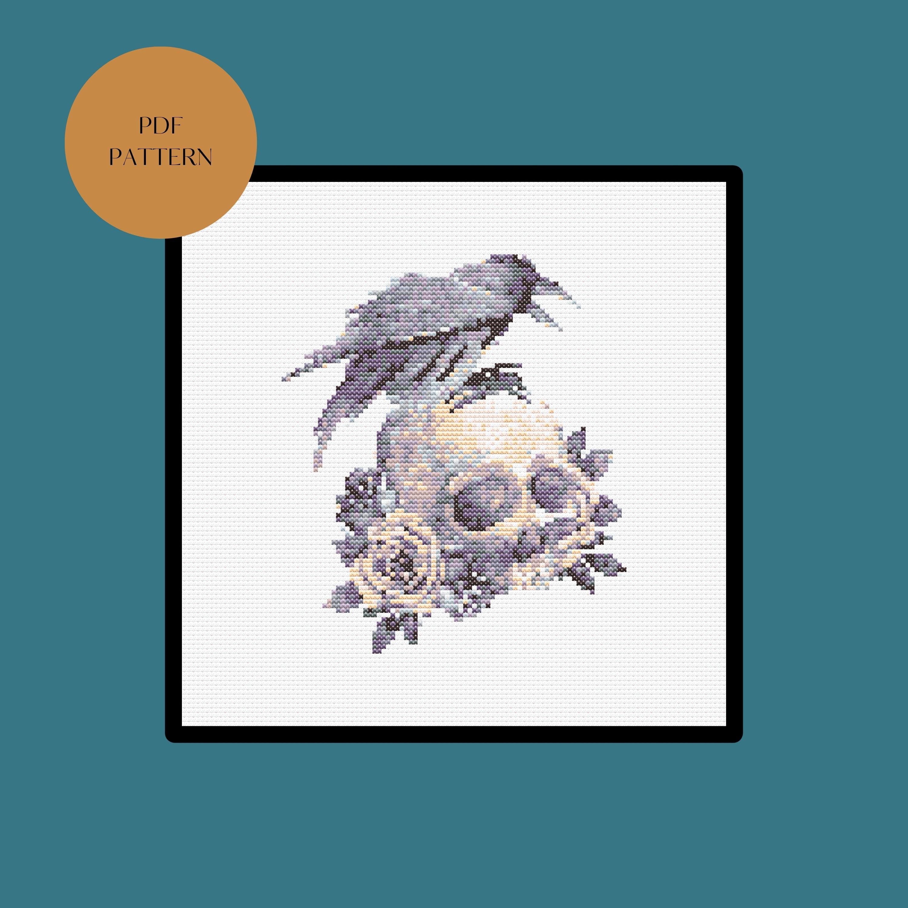Raven and Skull Cross Stitch Pattern. Downloadable Digital PDF Design ...