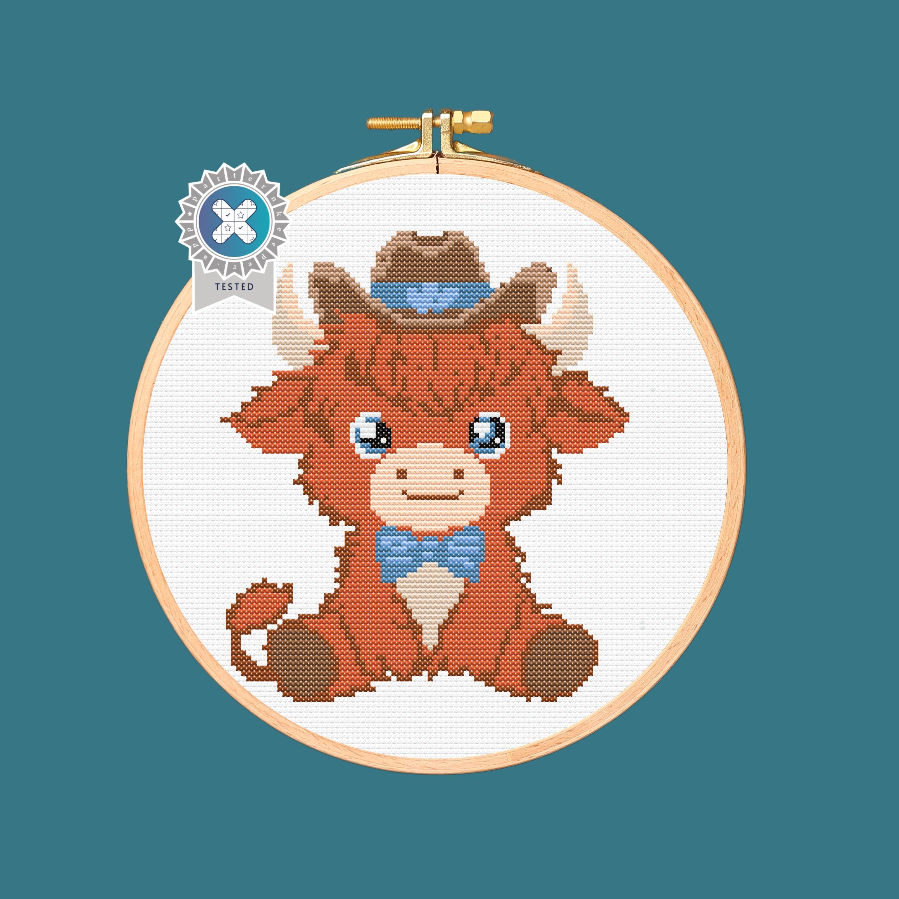 Cowboy Highland Cow Cross Stitch Pattern. Downloadable Digital PDF ...