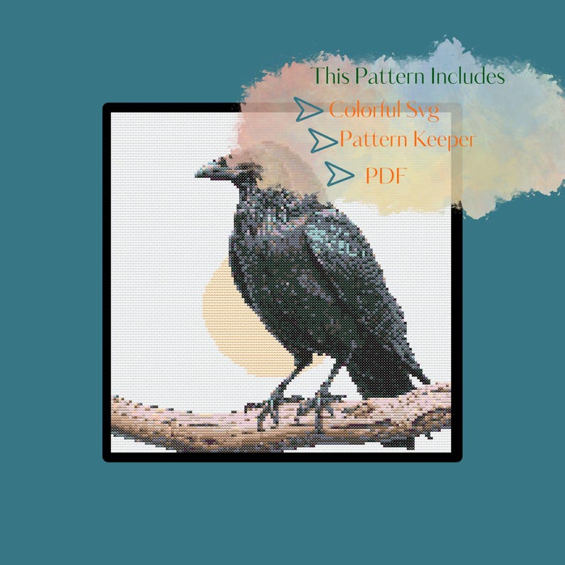 Crow Cross Stitch Pattern. Downloadable Digital PDF Design. - Etsy