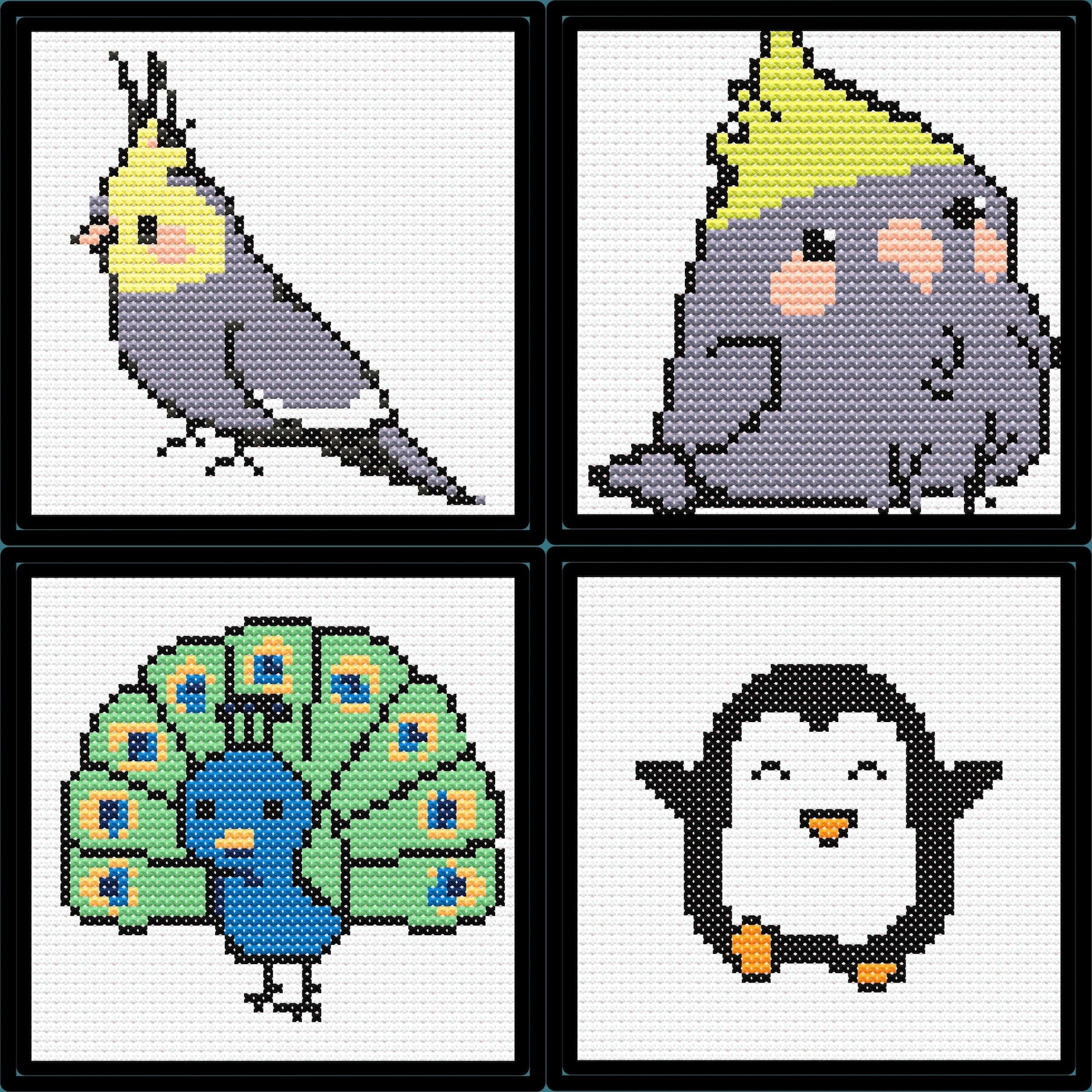 36 Diffrerent Easy Cute Animals Cross Stitch Pattern. Downloadable ...