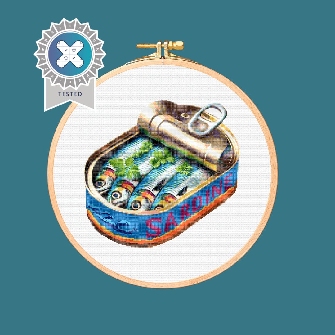 Sardine Cross Stitch Pattern. Downlodable Digital Printed PDF Design - Etsy