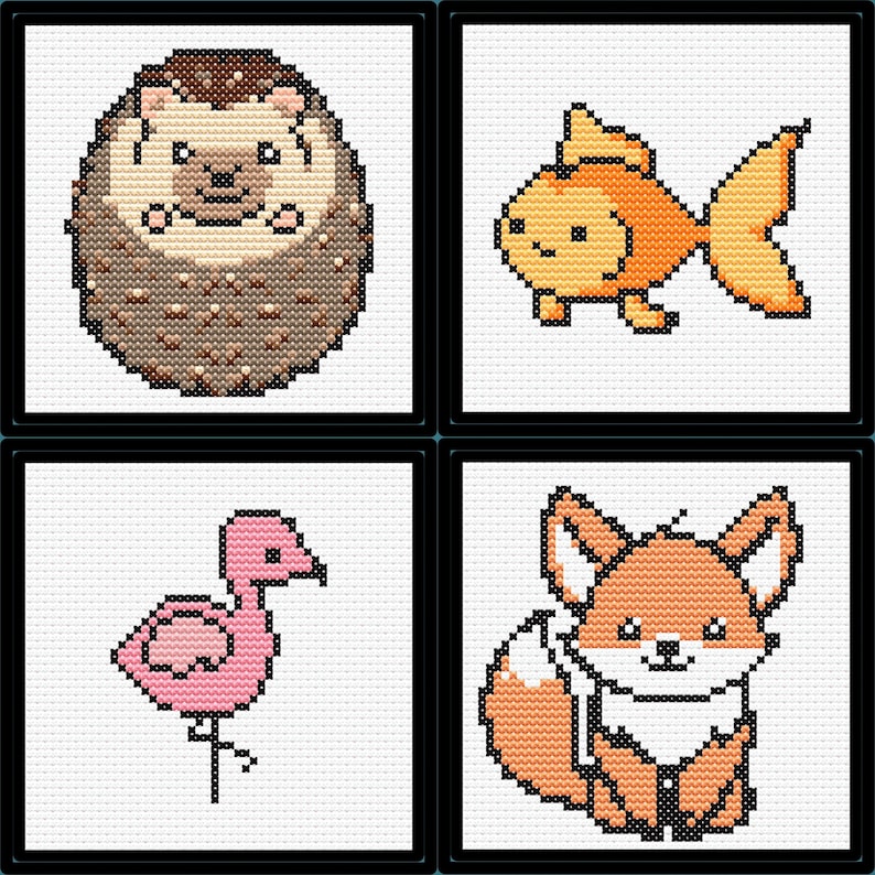 36 Diffrerent Easy Cute Animals Cross Stitch Pattern. Downloadable ...