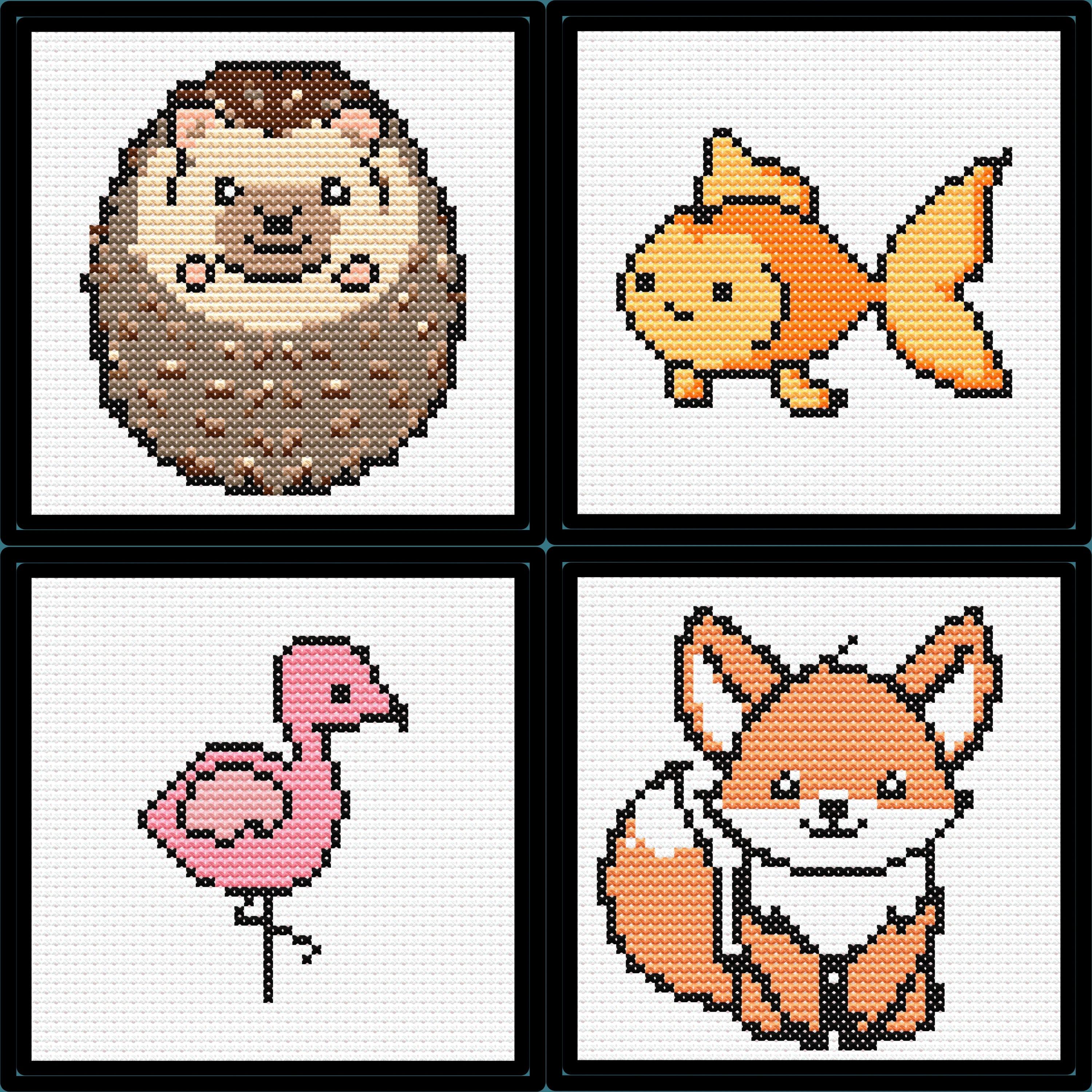 36 Diffrerent Easy Cute Animals Cross Stitch Pattern. Downloadable ...