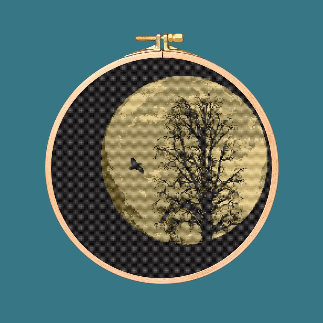 Full Moon Cross Stitch Pattern. Downloadable Digital PDF Design. - Etsy