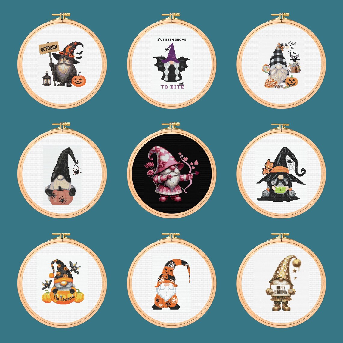 50 GNOMES PACK Cross Stitch Pattern. Downloadable Digital Pdf Svg ...