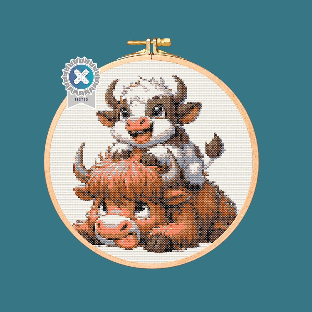 Cute Highland Cows Cross Stitch Pattern. Downloadable Digital PDF ...