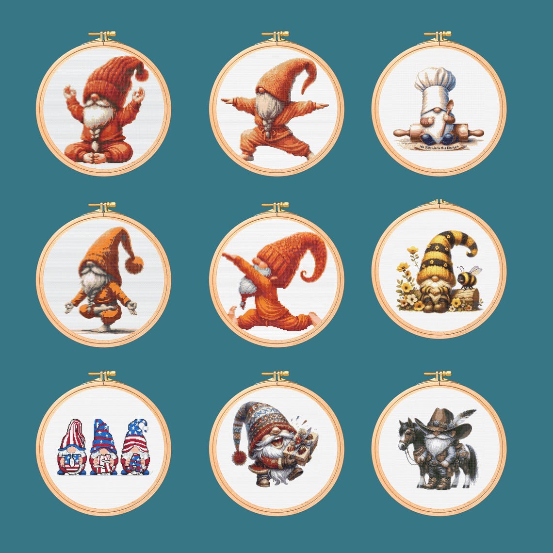 50 GNOMES PACK Cross Stitch Pattern. Downloadable Digital Pdf Svg ...