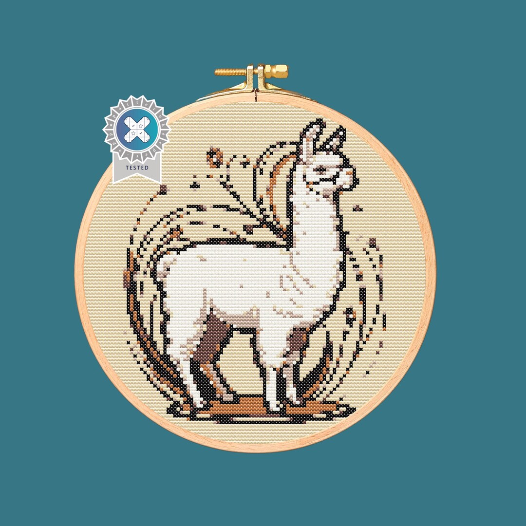 Art Nouveau Easy Lama Cross Stitch Pattern. Downloadable Digital PDF ...