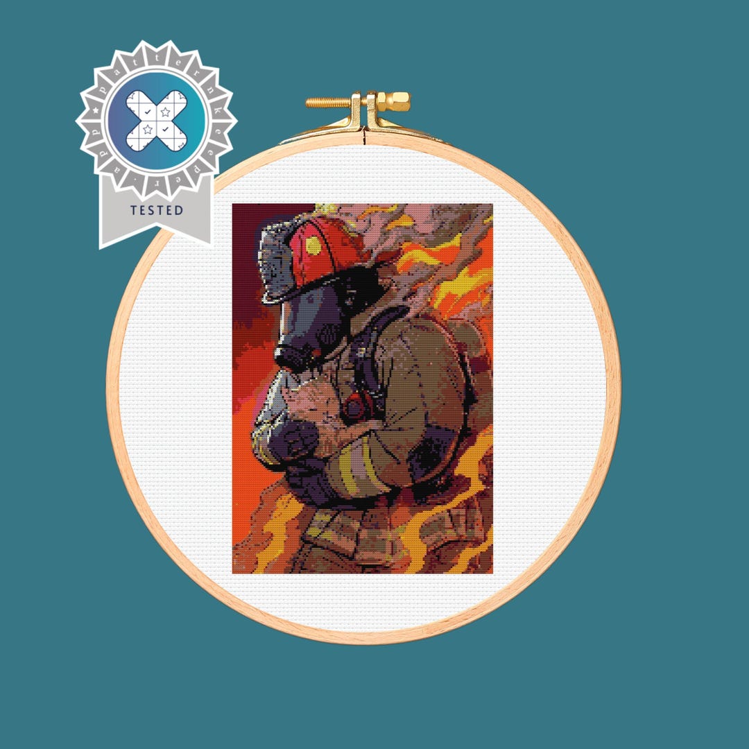 Fireman , Firefighter Cross Stitch Pattern. Downloadable Digital PDF ...