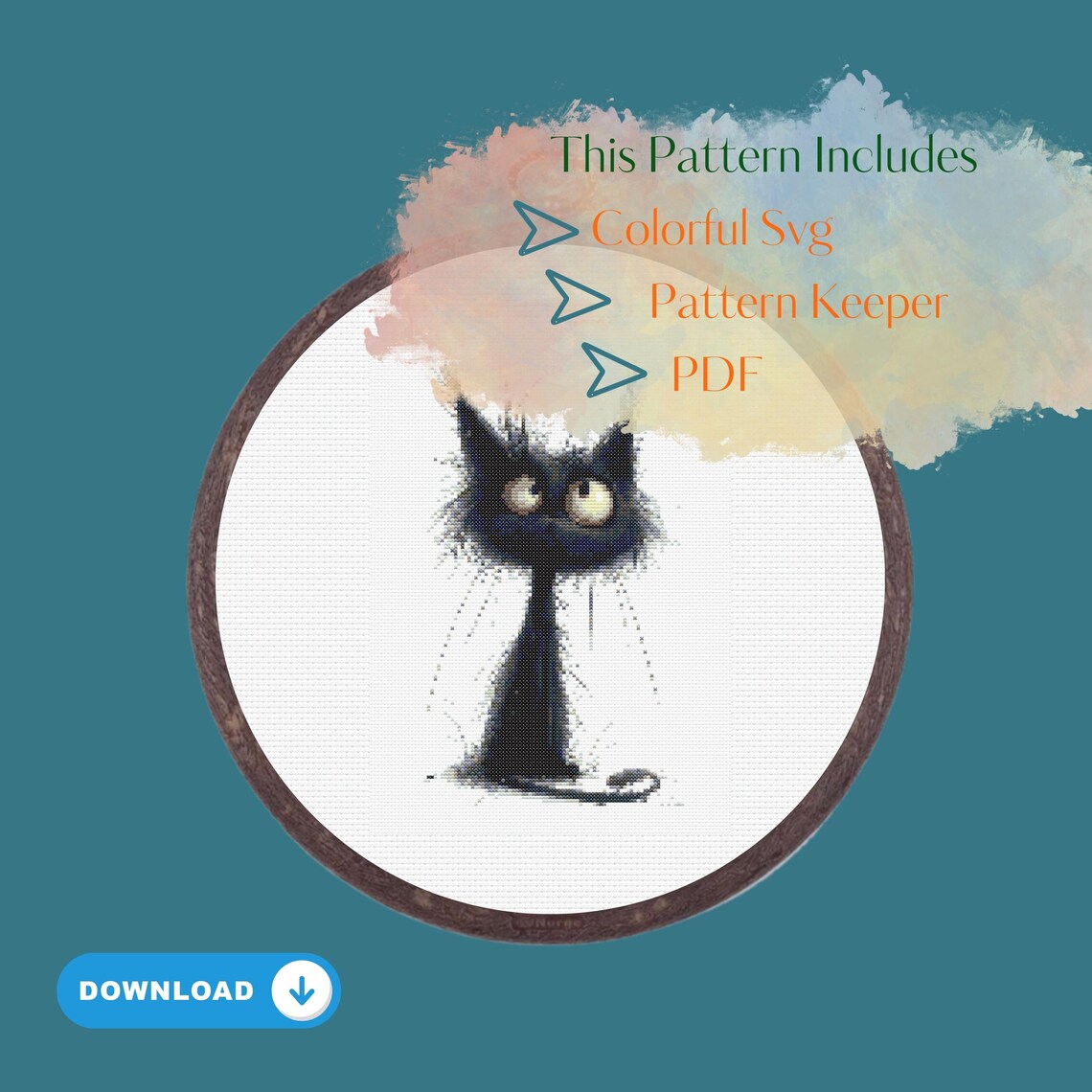 Comical Cat Cross Stitch Pattern. Downloadable Digital PDF Design. - Etsy