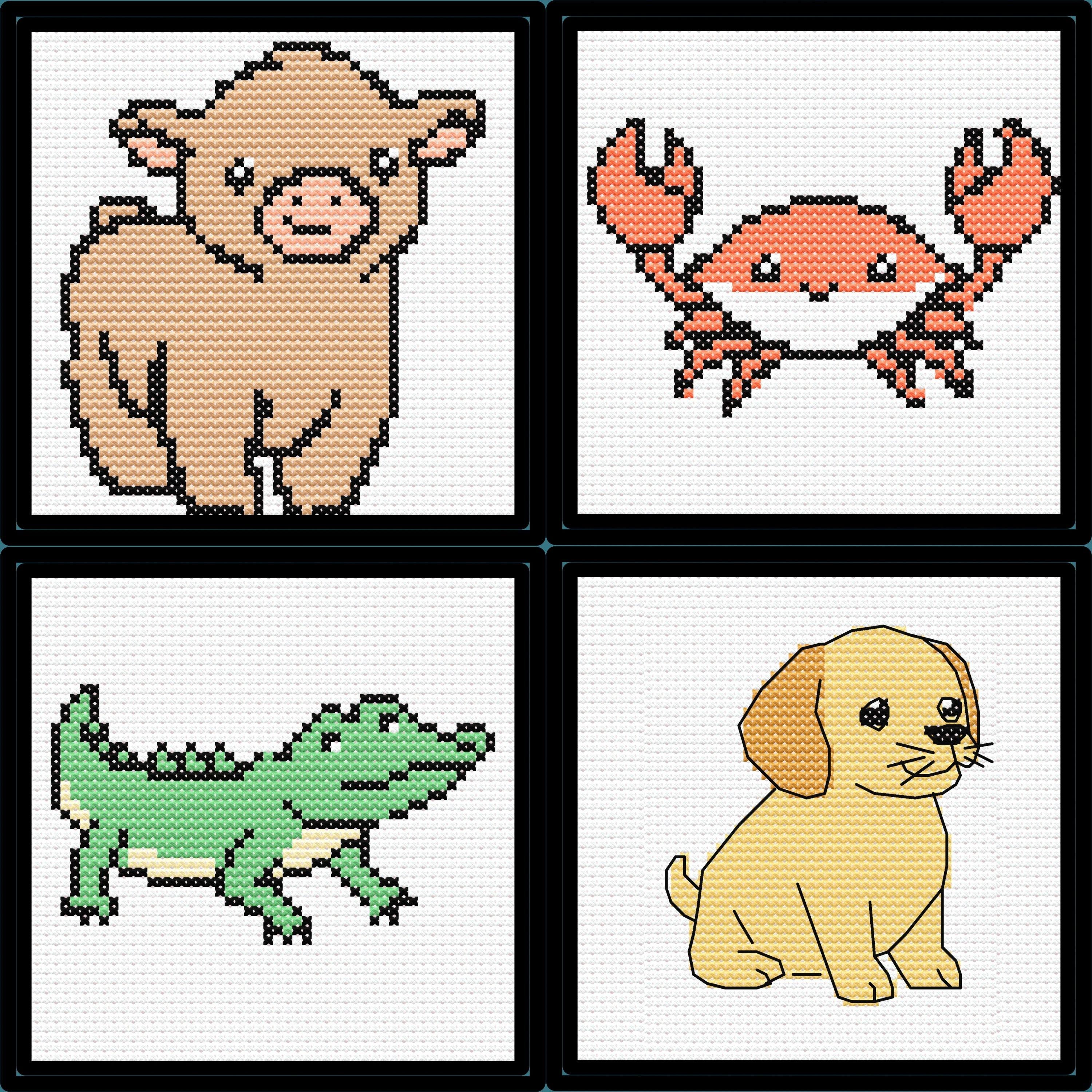 36 Diffrerent Easy Cute Animals Cross Stitch Pattern. Downloadable ...