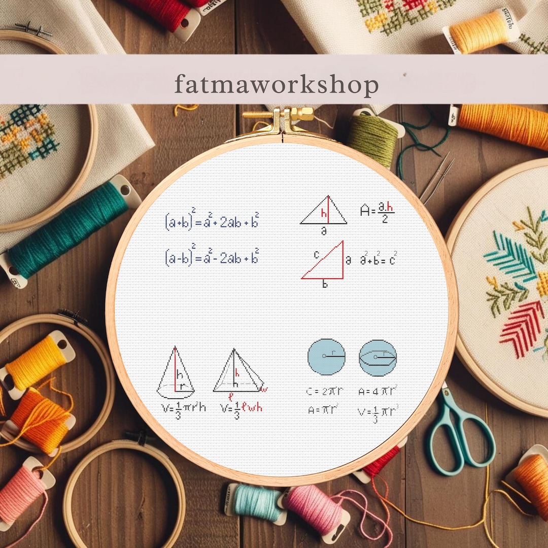 Math Geometry Formulas Cross Stitch Pattern. Downloadable and Printed ...