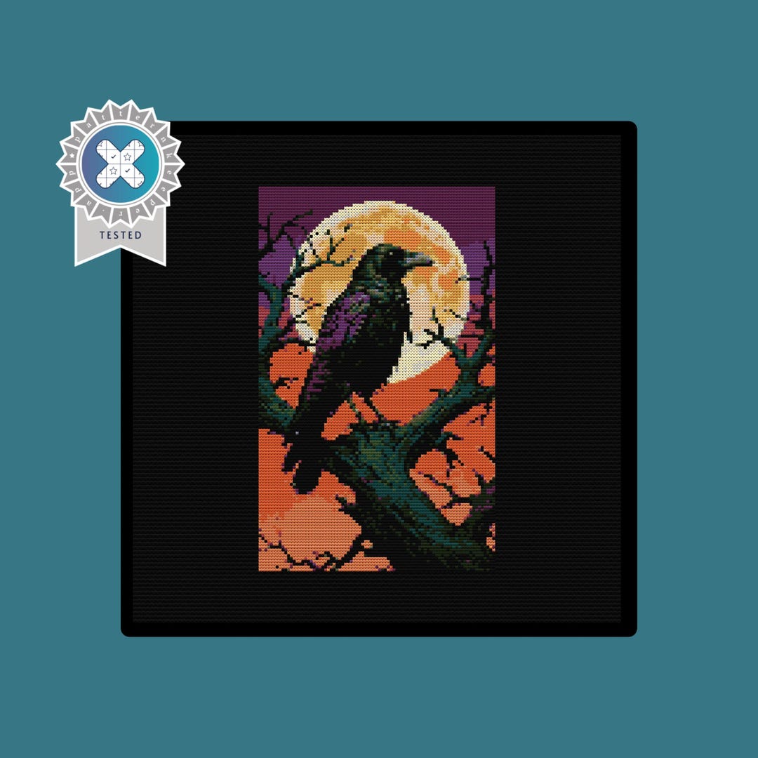 Gothic Raven Cross Stitch Pattern. Downloadable Digital PDF Design. - Etsy