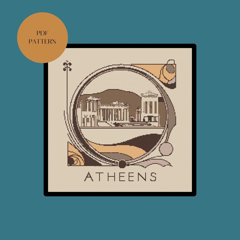 Athens Grece Art Nouveau Cross Stitch Pattern. Downloadable Digital PDF ...