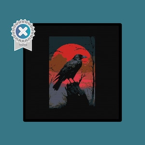 Raven Cross Stitch Pattern. Downloadable Digital PDF Design. - Etsy