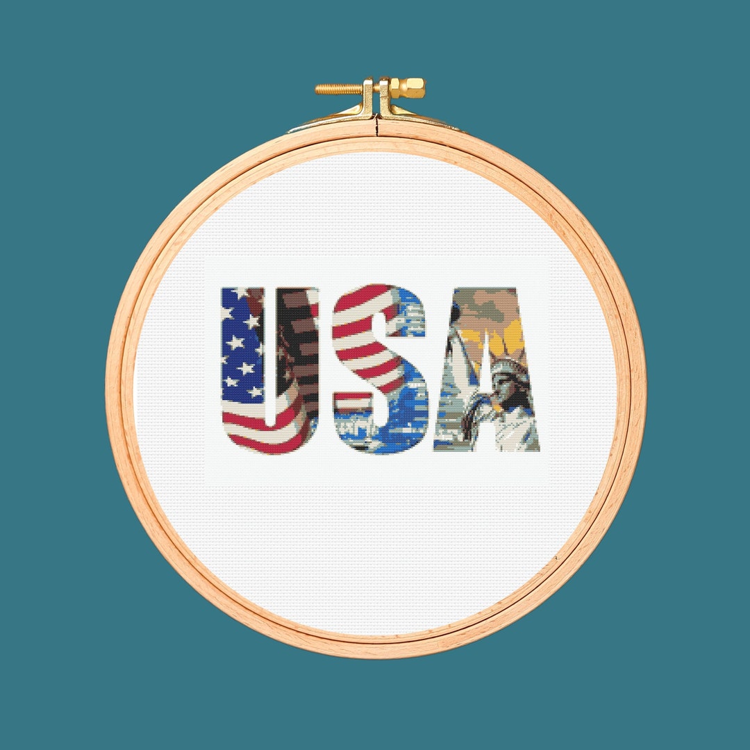 USA Sign Cross Stitch Pattern 200x133 Stitches Digital Download - Etsy