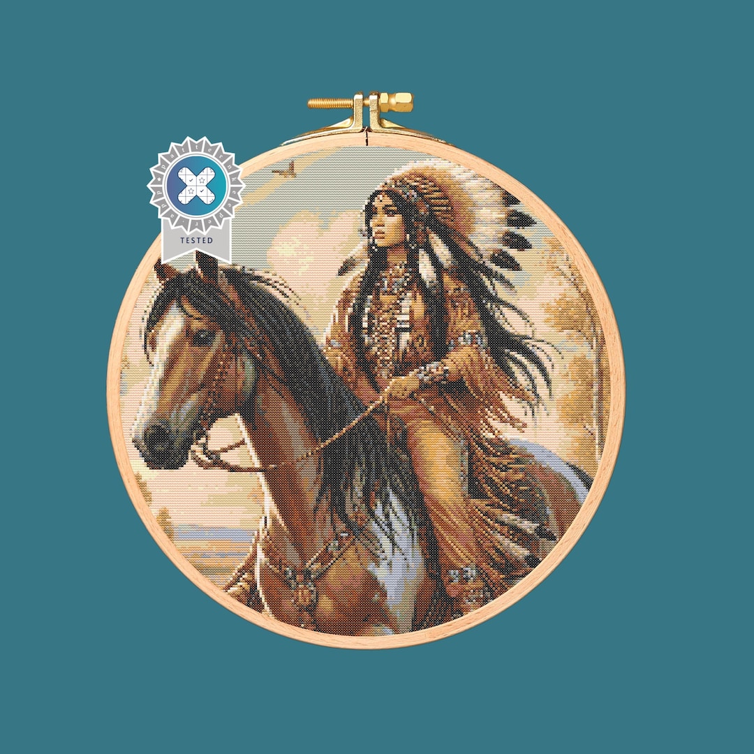 Native American Woman Cross Stitch Pattern. Downloadable Digital PDF ...