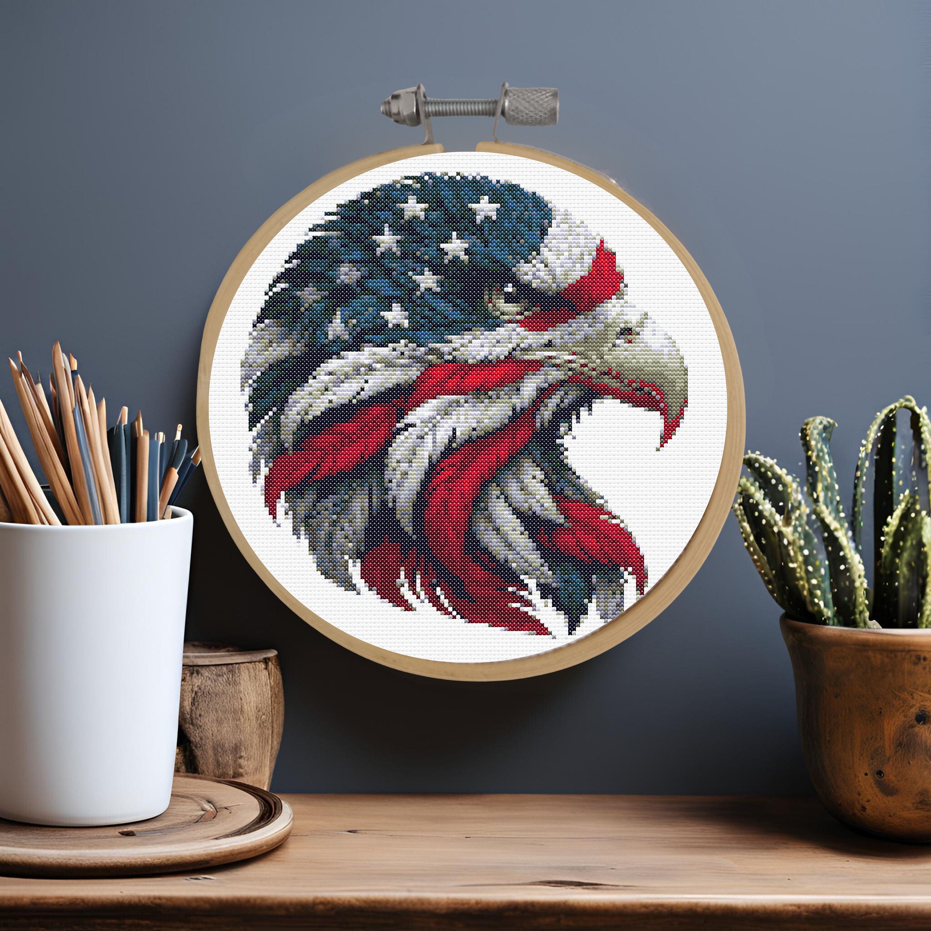 USA Freedom Eagle Cross Stitch Pattern. Digital Download - Etsy