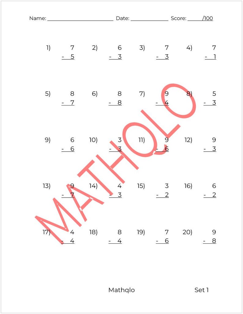 200 Addition & Subtraction Worksheets 1st Grade Math Problems 4000 ...