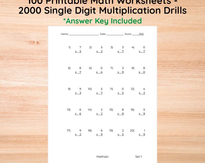 10 Multiplication Worksheets With Answer Key Included | Multiplication ...