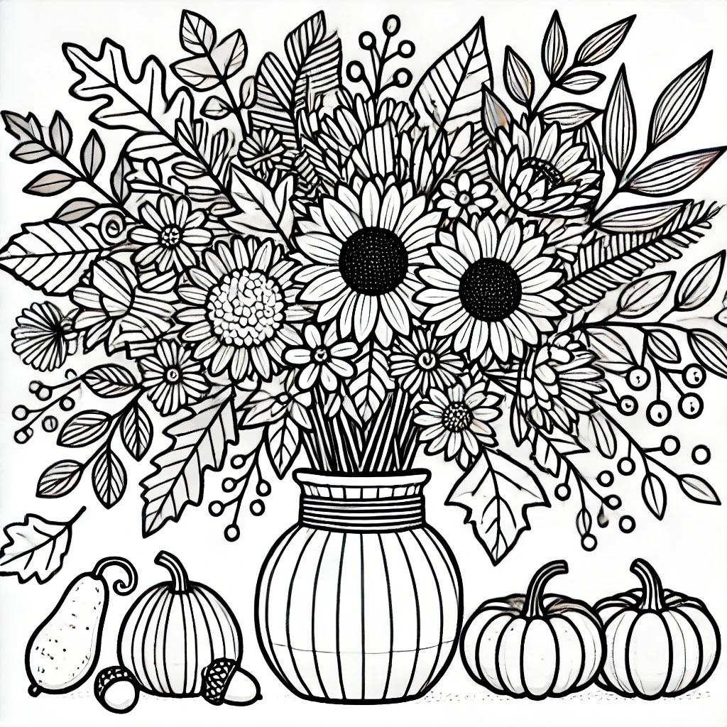 Autumn Bouquet Coloring Pages – Fall Florals for All Ages - Etsy