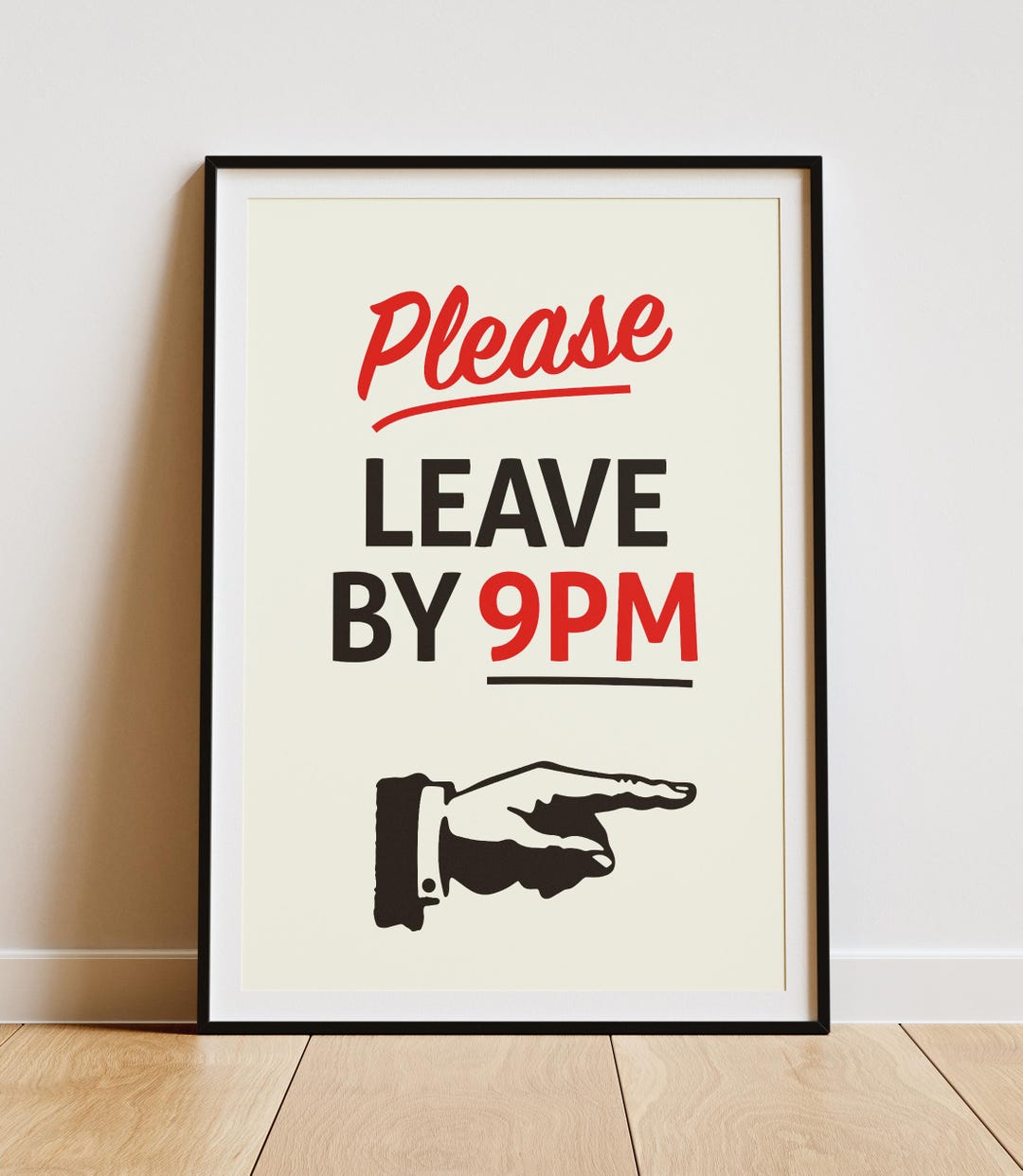 Retro Living Room Poster, Please Leave by 9pm, Vintage Wall Art, Best ...