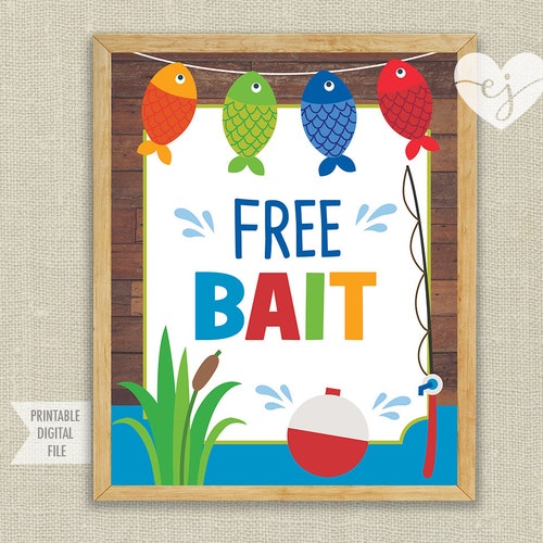 Lake Water Sign Fishing Table Sign Fishing Party Food Signs - Etsy