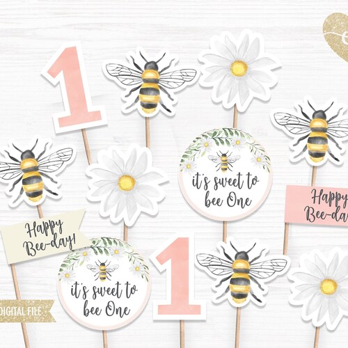 Bee Cupcake Toppers Printable Cupcake Toppers Sweet to Bee - Etsy