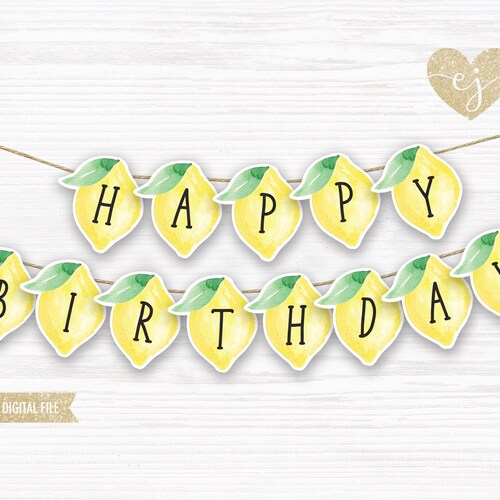 Printable Banner Lemon Bunting Lemon Birthday Banner Happy - Etsy