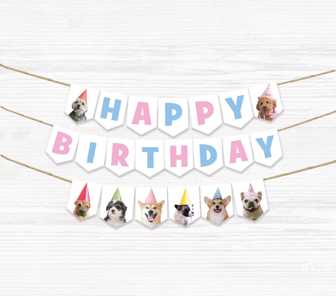 Printable Banner Two Let the Dogs Out Girl Dog Birthday - Etsy