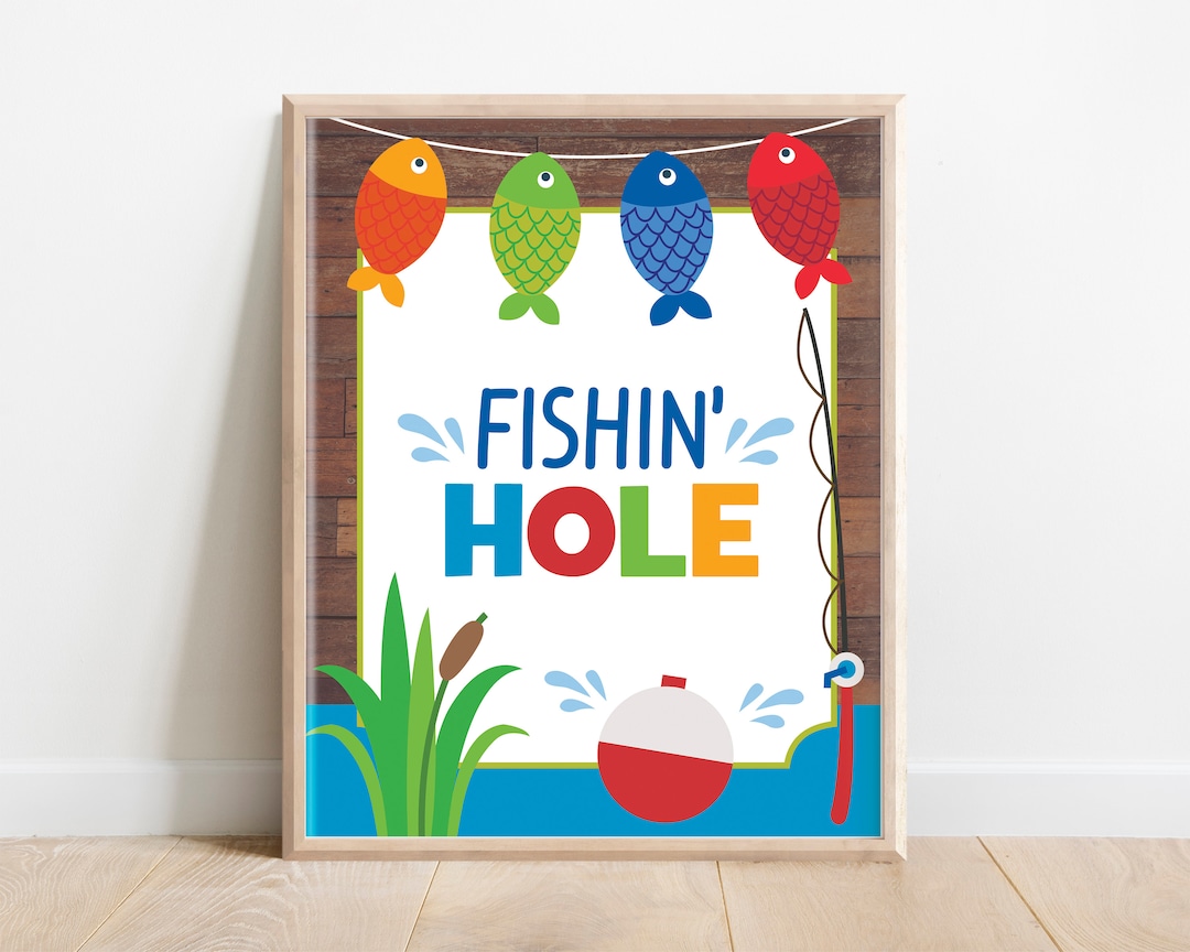 Fishin' Hole Sign, Fishing Table Sign, Fishing Party Food Signs ...