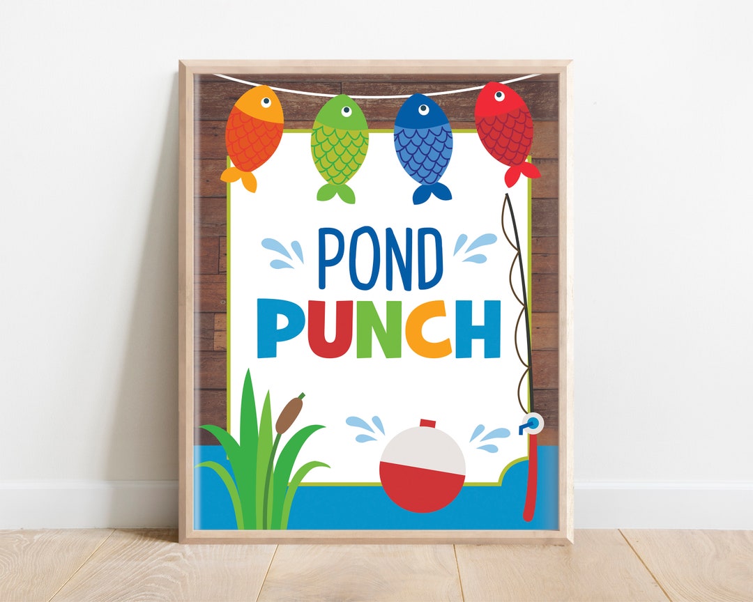 Pond Punch Sign, Fishing Table Sign, Fishing Party Food Signs, Fishing ...