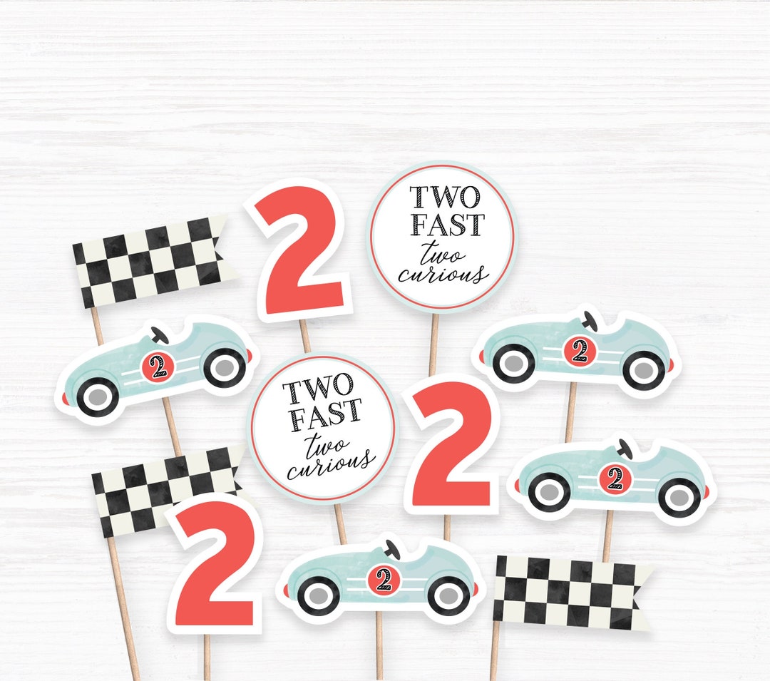 Two Fast Two Curious Cupcake Toppers: Race Car Party (digital Download ...
